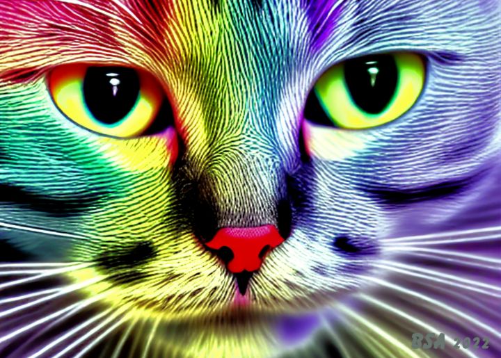 Cat Number One - Cornish Gallery - Digital Art & AI, Animals, Birds ...