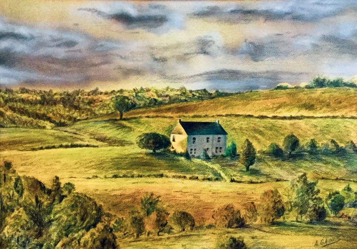 House on the hill, illustration - Shining Light Gallery - Drawings ...