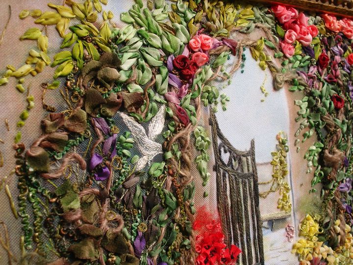 Silk ribbon flowers - Silk Ribbon Art - Textile & Apparel, Embroidery ...