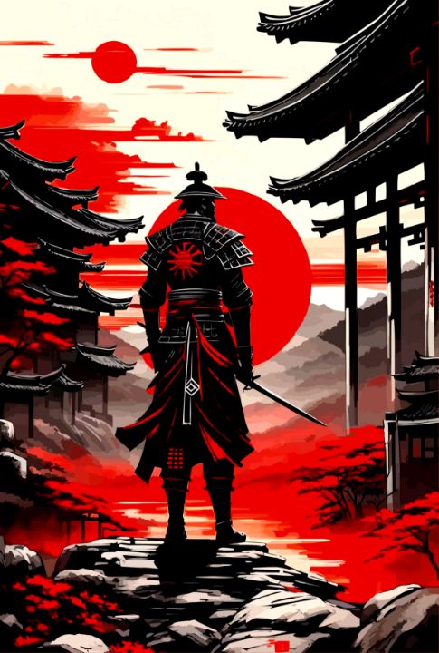 Samurai's Dawn Landscape - VikArtStudio - Digital Art & AI, Fantasy ...