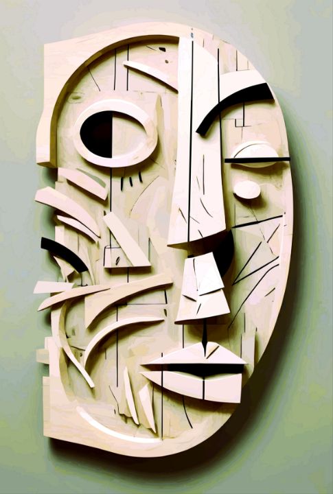 Wooden Face Art - VikArtStudio - Digital Art & AI, Abstract, Figurative ...
