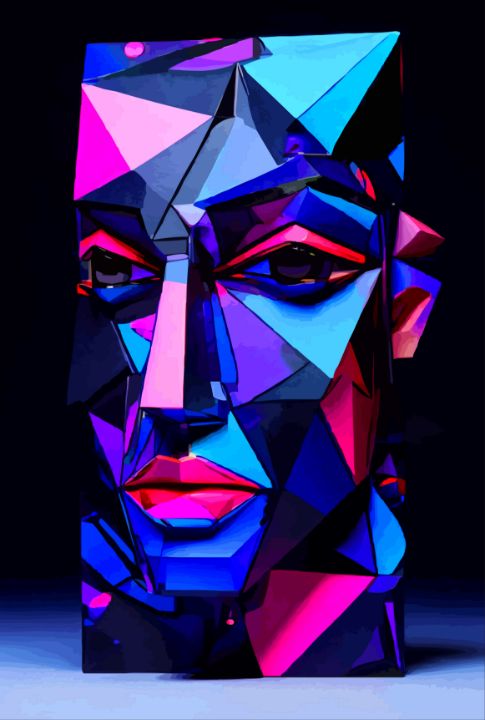 Modern Cubist Face Design - VikArtStudio - Digital Art & AI, Abstract ...
