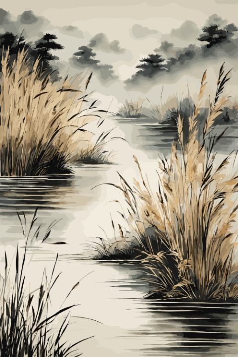 Stems of Reeds on the River Bank-2 - VikArtStudio - Digital Art & AI ...