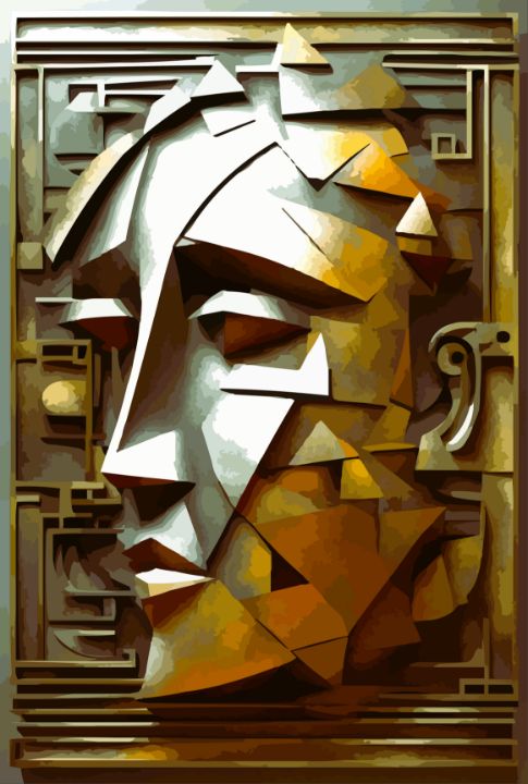 Rust-Tinged Cubist Confluence - VikArtStudio - Digital Art, Abstract ...
