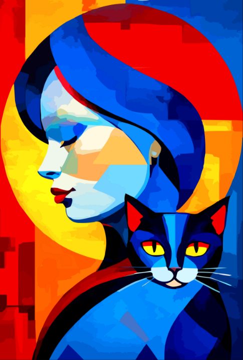 Chromatic Cat Composition - VikArtStudio - Digital Art & AI, Abstract ...