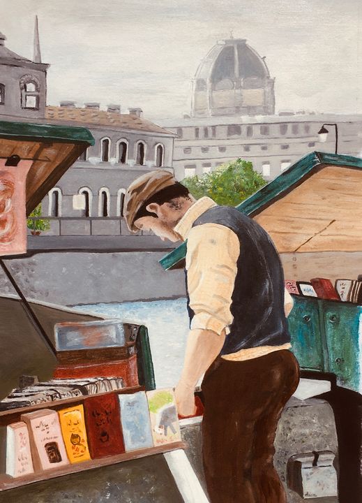CHECKING OUT BOOKS ALONG THE SEINE - ARTBYKERINFREEMAN - Paintings ...