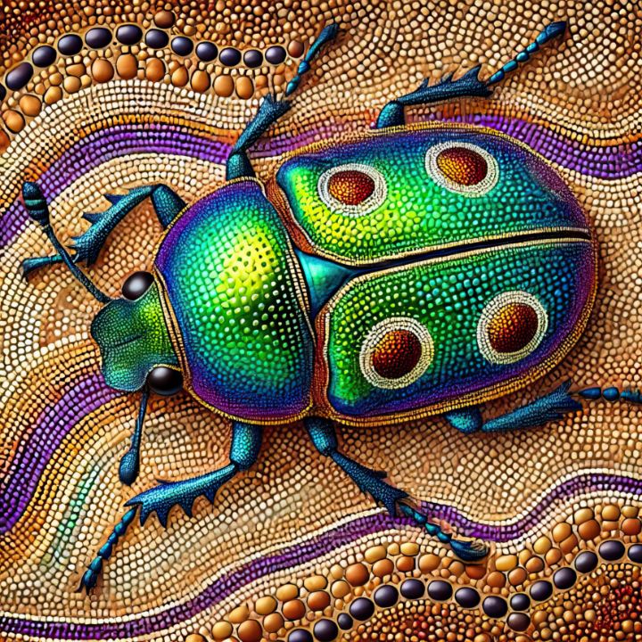 Colorful Jewel Beetle Dot Art - Bill Bailey - Digital Art & AI, Animals ...