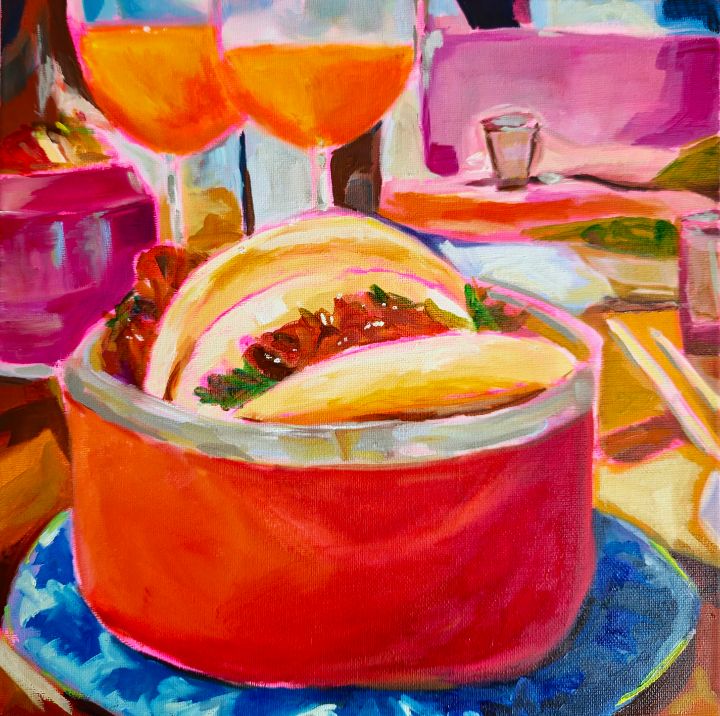 Gathered around the table - Sumera Khan - Paintings & Prints, Food & Beverage, Meals & Picnics ...