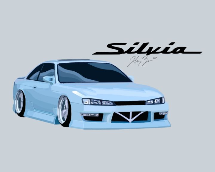 Nissan S14 Silvia 3/4 - Nightburnz - Drawings & Illustration, Vehicles ...