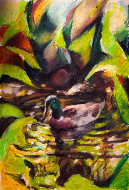 Duck in a pond - Inti Segura Parra - Drawings & Illustration, Animals ...