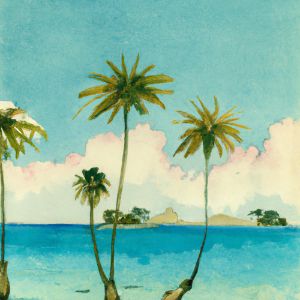 Tropical Getaway Island Watercolor - Tropical Lucid Gallery - Digital ...