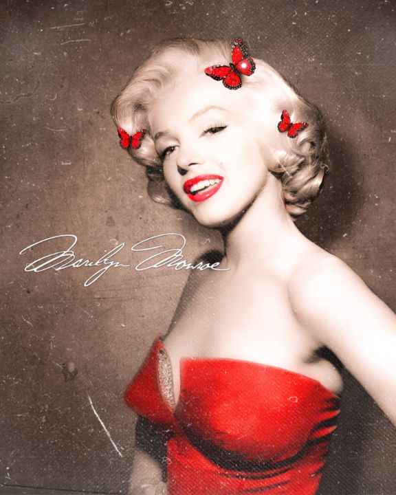 Marilyn Monroe Red Lips Butterfly Ar - KOart Creative Design Studio - Paintings & Prints ...
