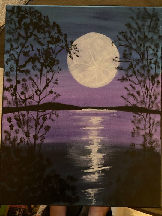 Purple Moon - T-N-T - Paintings & Prints, Landscapes & Nature, Lakes ...