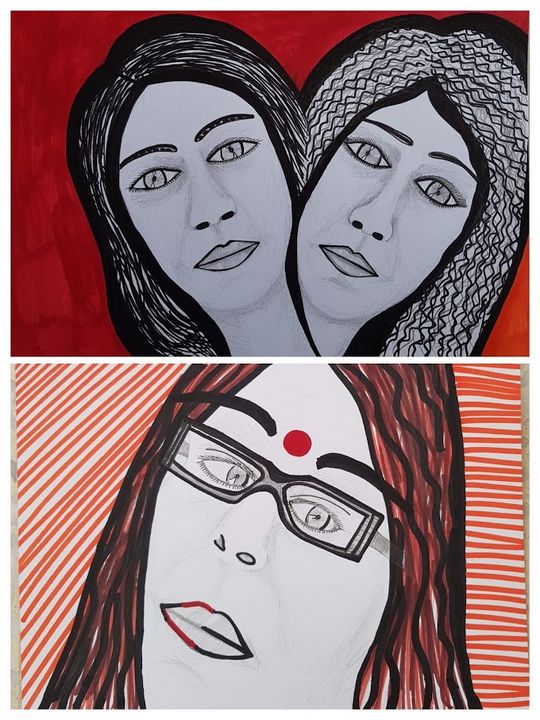 Faces expressive modern art Israel - Mirit Ben-Nun - Paintings & Prints ...