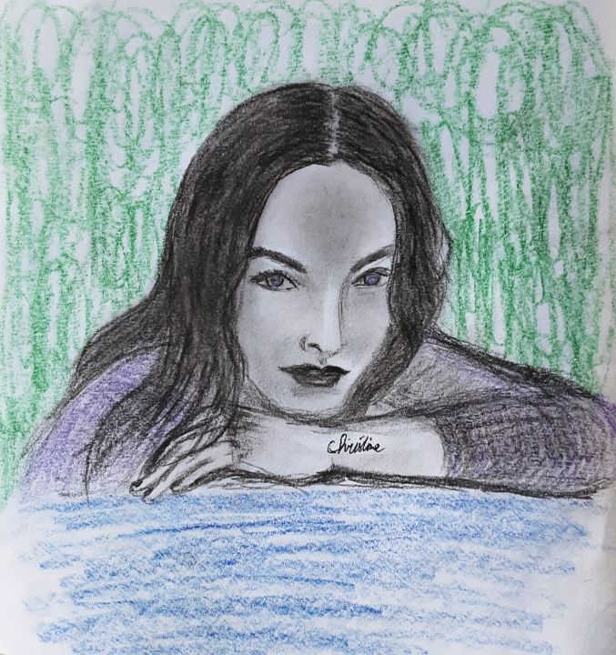 Beauty woman in pencil color drawing - TG Gallery - Drawings ...