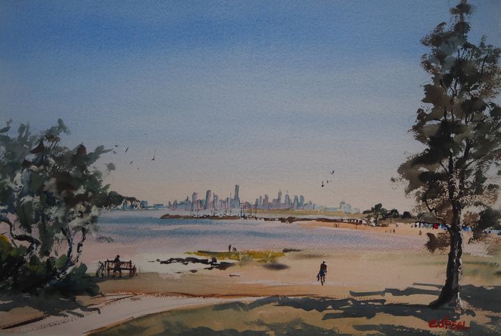 Melbourne by the bay - Colin Peel - Paintings & Prints, Landscapes ...