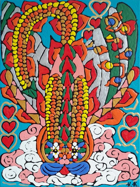 Hare - Dragon. - Nike Kama naive art - Paintings & Prints, Fantasy ...