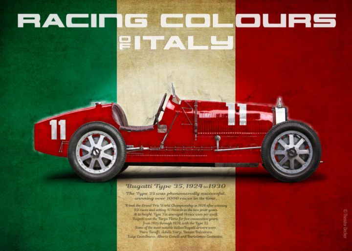 Bugatti 35B Italy - Theodor Decker - Paintings & Prints, Vehicles ...