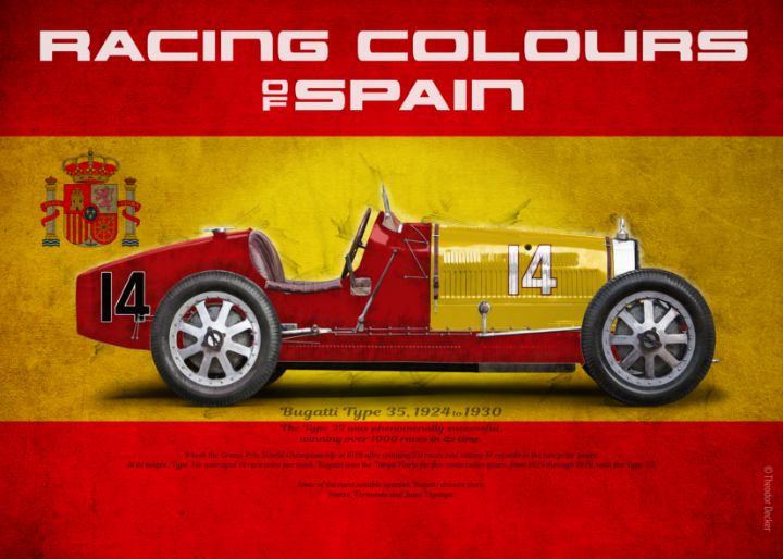 Bugatti 35B Spain - Theodor Decker - Paintings & Prints, Vehicles ...