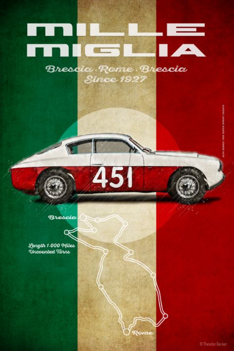 Mille Miglia Vintage Alfa Romeo 1900 - Theodor Decker - Paintings ...
