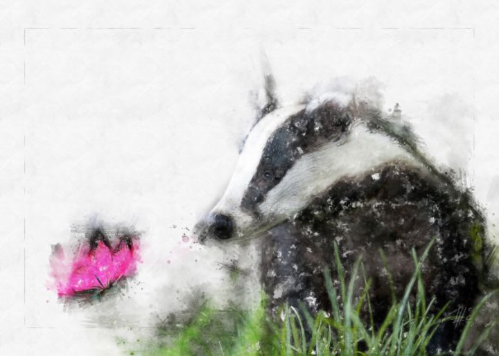 Badger and Butterfly - Theodor Decker - Paintings & Prints, Animals ...