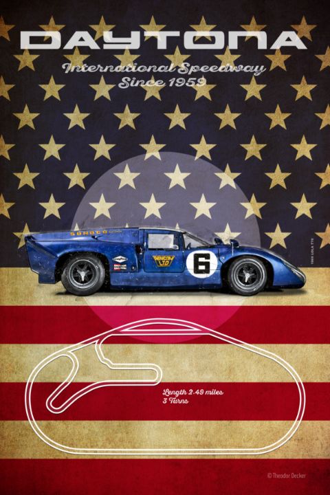 Daytona, Lola T70 - Theodor Decker - Paintings & Prints, Vehicles ...