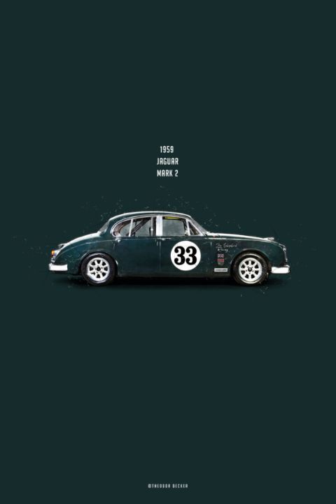 Jaguar MK2 - Theodor Decker - Paintings & Prints, Vehicles ...