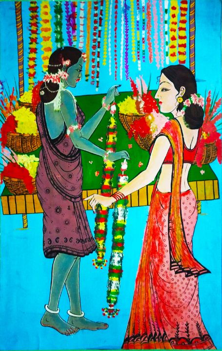 Flower Woman - KISHORE BISHOI - Paintings & Prints, Ethnic, Cultural ...