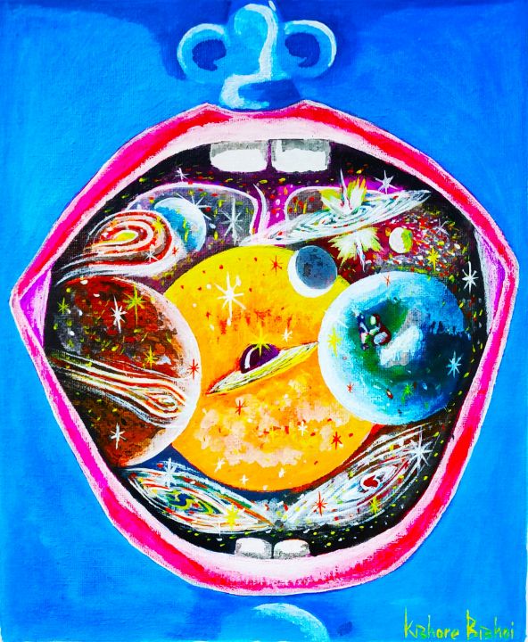 Sri Krishna's Mouth - KISHORE BISHOI - Paintings & Prints, Ethnic ...