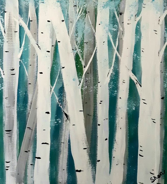 Blue Birch - Shenann - Paintings & Prints, Flowers, Plants, & Trees ...