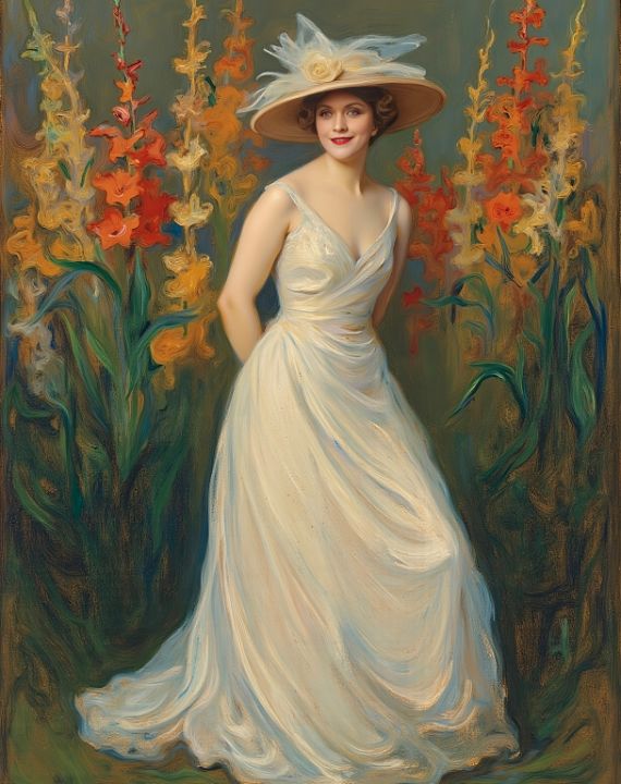 Pola Negri Elegance Among Blooms - Vincent Art - Paintings & Prints ...
