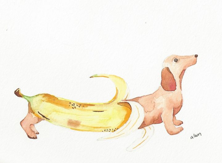 Banana dog - Bunny & Bean Creative Studio - Paintings & Prints, Animals, Birds, & Fish, Dogs ...