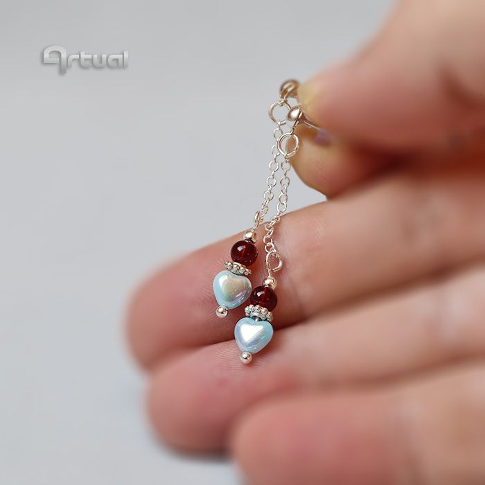 Silver stud chain heart earrings - Aniko Hencz art - Jewelry, Earrings ...