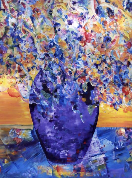 Purple Vase oil on canvas - Kate Johnson - Paintings & Prints, Abstract ...