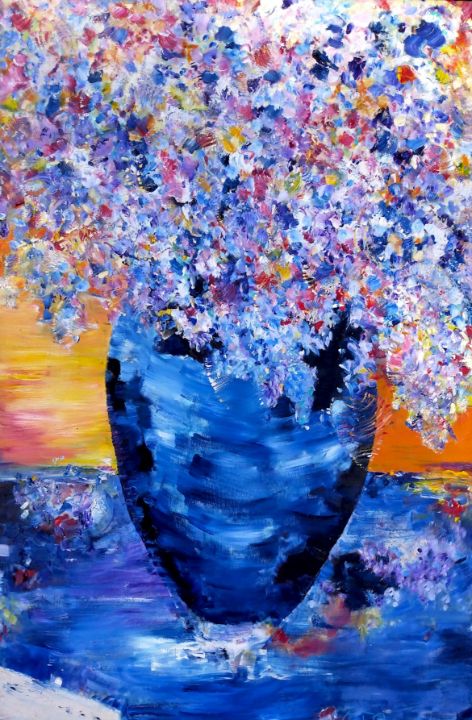 Blue Vase oil on canvas - Kate Johnson - Paintings & Prints, Still Life ...
