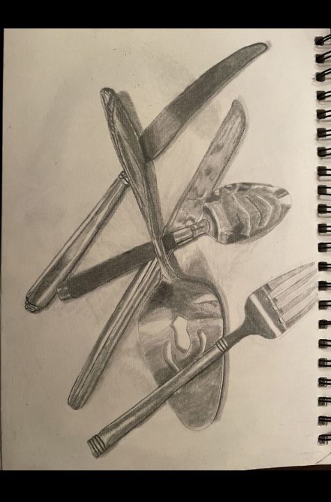 Silverware - Beginner artist work - Drawings & Illustration, Still Life ...