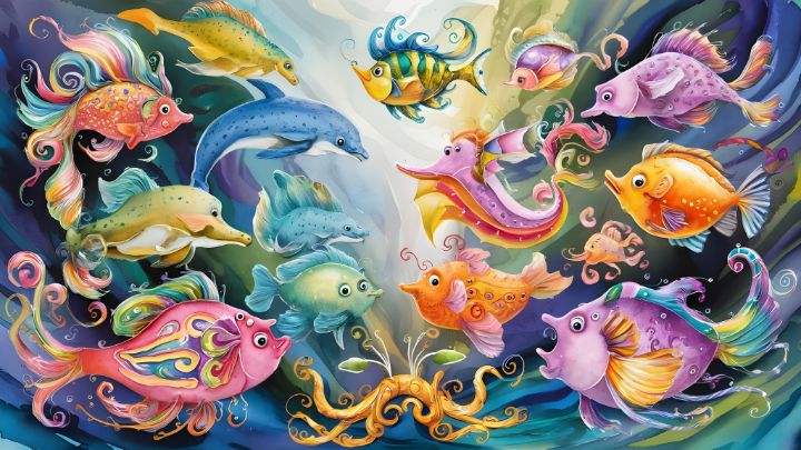 Whimsical Sea Creatures - Artisan Wall Creations - Digital Art & AI ...