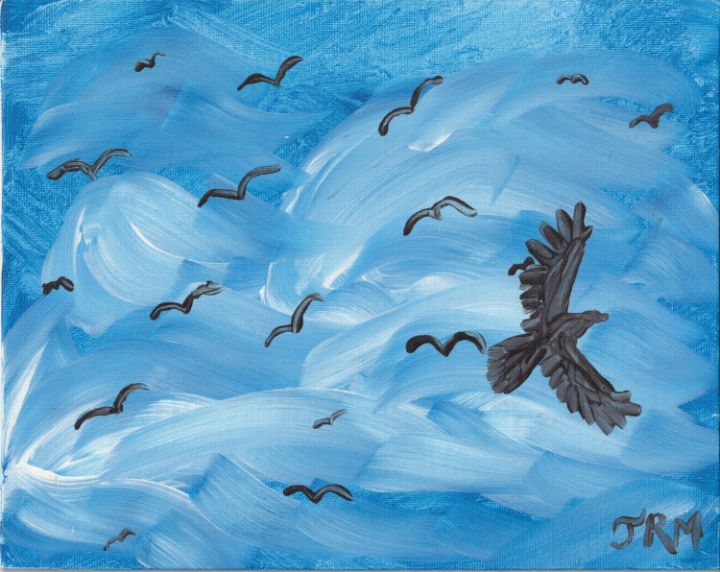 Crows in Flight - Jill Martz - Paintings & Prints, Animals, Birds ...