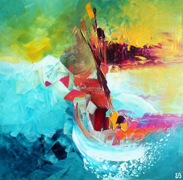 Hathor's Ship - Eliora Bousquet - Paintings & Prints, Abstract, Color - ArtPal