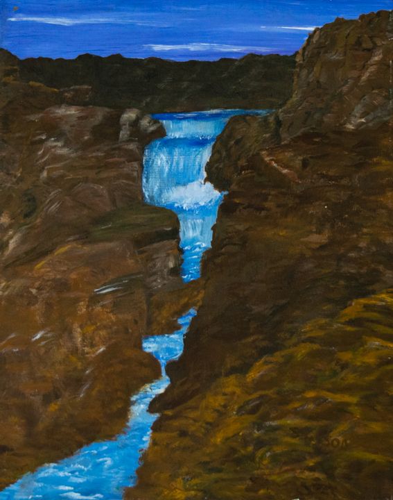 Rocky Waterfall - Unlimited-Paintings - Paintings & Prints, Landscapes ...