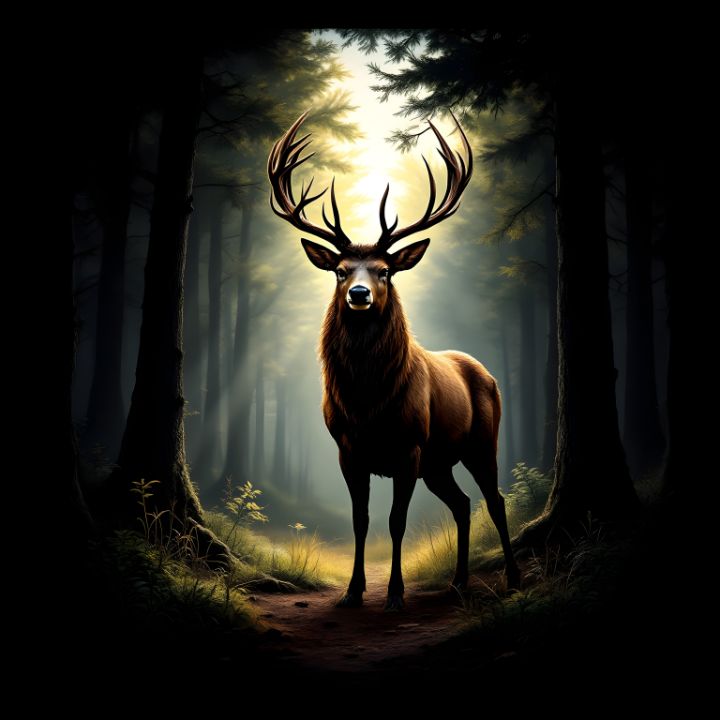 Forest Monarch: Stag's Sanctuary - Maker Mind - Digital Art & AI, Animals, Birds, & Fish, Deer ...