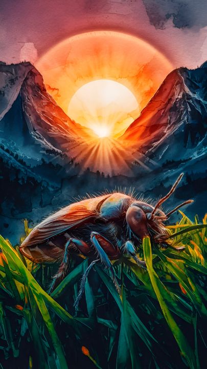 The setting sun between two mountain - Mr_Art - Digital Art & AI ...