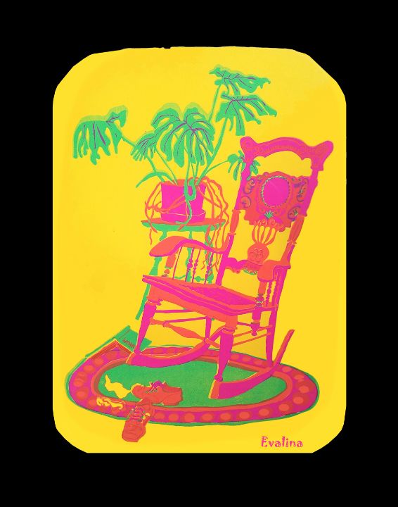 Rocking Chair with Black Background - Stowell Galleries - Paintings ...