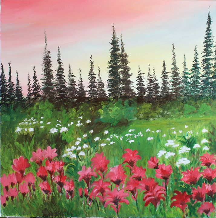 Flowers in the forest - Amal's Art - Paintings & Prints, Landscapes & Nature, Gardens, Flower ...
