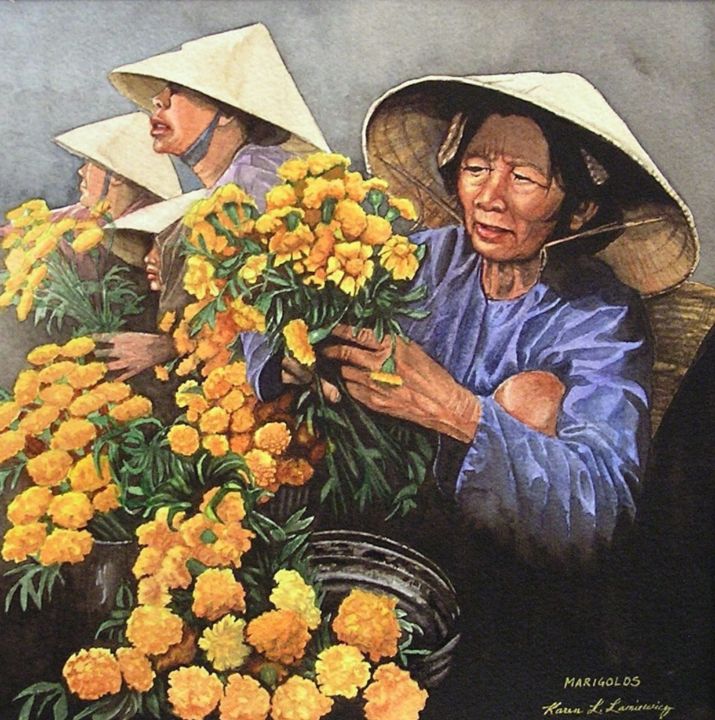 Marigold Vendors - Karen Laniewicz - Artist - Paintings & Prints ...