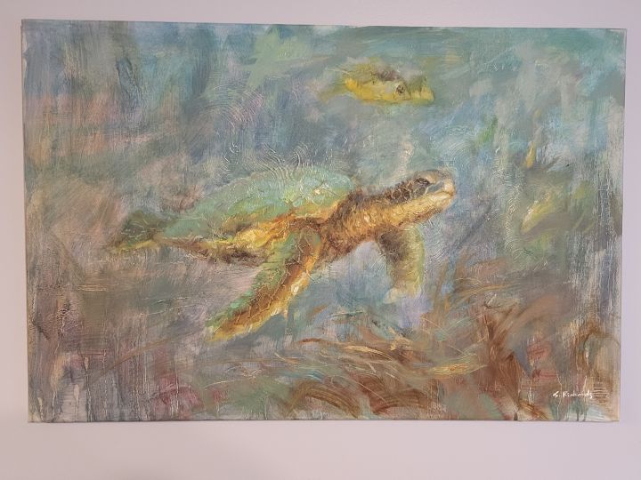 A new sea turtle - Blue October Fine Art & Collectibles - Paintings ...