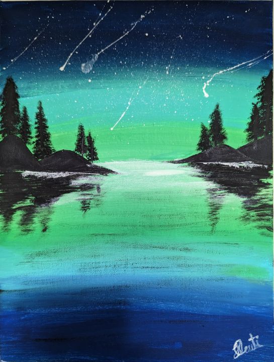 Northern Midnight - Magic Brush - Paintings & Prints, Landscapes & Nature, Skyscapes, Night Sky ...