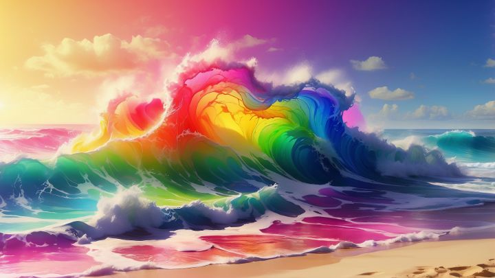 ''Rainbow Waves of Serenity'' - Artistry Haven - Digital Art & AI ...