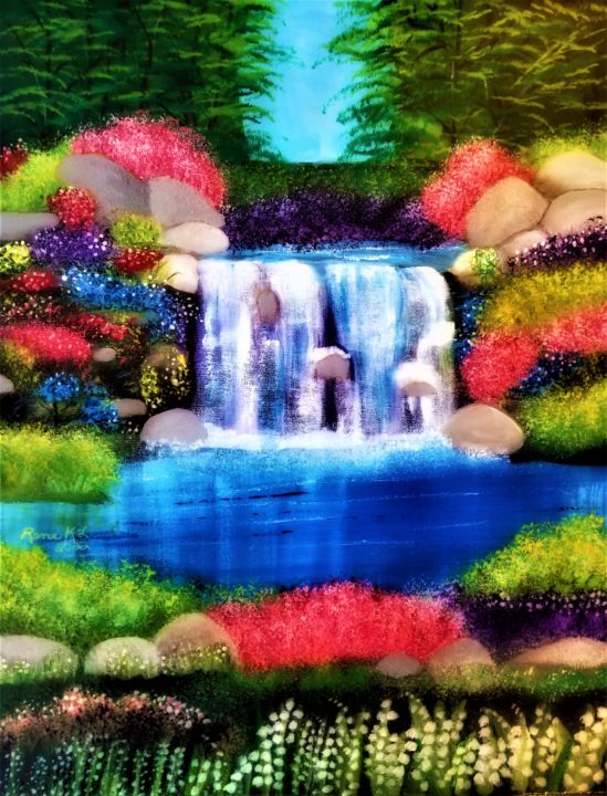 Spring Waterfall - Rene's Gifts - Paintings & Prints, Landscapes ...