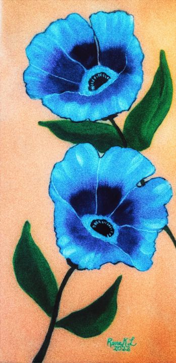 Brilliant Blue Poppies - Rene's Gifts - Paintings & Prints, Flowers ...